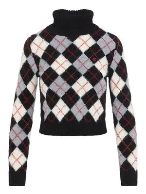 Celine Wool Argyle Turtleneck Sweater - Multicolor