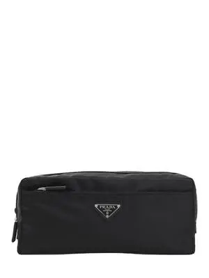 Prada Re-nylon Pouch With Saffiano Leather Details - Black