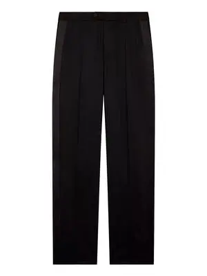 GOLDEN GOOSE Virgin Wool Trousers With Satin Side Band - Black