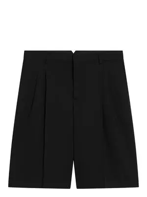 Ami Pleated Bermuda Shorts In Cotton - Black