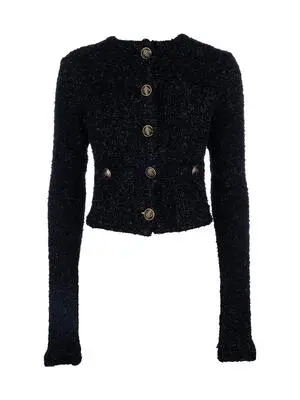 BALENCIAGA BALENCIAGA Textured Cropped Blazer With Gold Tone Buttons