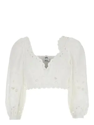 Charo Ruiz Ibiza Luna" Embroidered Cotton Blend Top - Multicolor