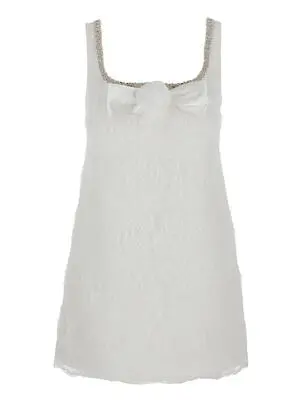 SELF-PORTRAIT Sleeveless Square Neck Mini Dress With Bow Detail - Multicolor