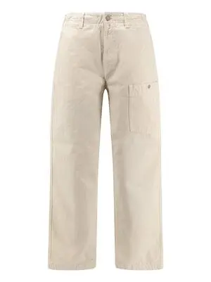 Stone Island Loose Cotton Trousers - Cream