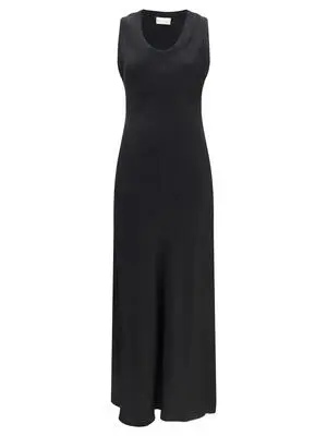 AMI Paris Sleeveless Long Fluid Satin Dress - Black