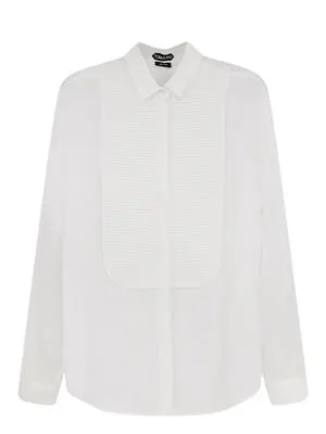 TOM FORD TOM FORD Silk Pleated Plastron Shirt Multicolor
