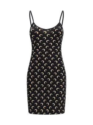 MARINE SERRE All-over Moon Print Short Dress - Black