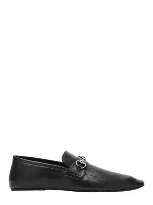 Gucci GUCCI Leather Horsebit Loafers With Silver Hardware Black