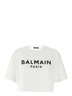 Balmain Logo Cropped T-shirt - Multicolor