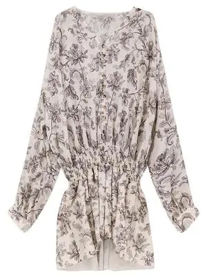GOLDEN GOOSE Short Cotton Dress With Floral Pattern - Multicolor