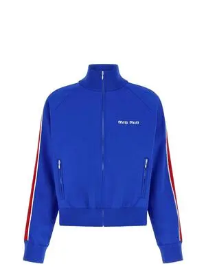 Miu Miu Zip-up Sweatshirt With Embroidered Logo - Multicolor