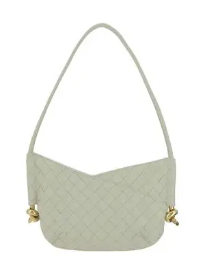 Bottega Veneta Bottega Veneta White Lambskin Shoulder Bag With Knotted Detail White