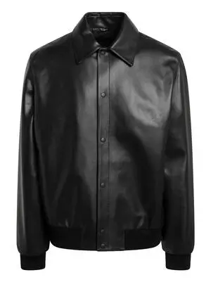 Fendi Leather Blouson With Embroidered Logo - Black