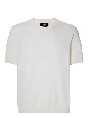 Fendi Cotton And Cashmere Crew Neck Jumper - White