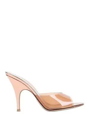GIANVITO ROSSI Rose Gold Leather And Transparent Strap Sandals - Multicolor
