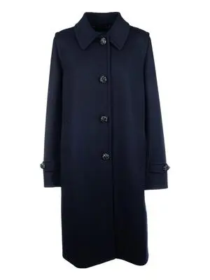 Prada Navy Blue Wool Blend Coat - Multicolor