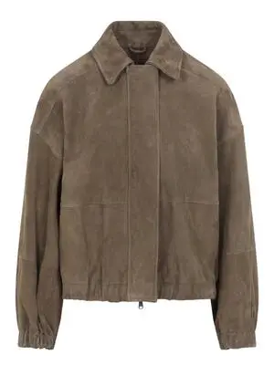 Brunello Cucinelli Suede Leather Jacket - Brown