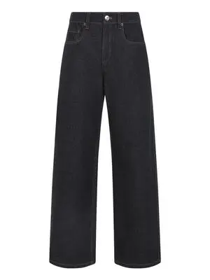 Brunello Cucinelli Wide Leg Cotton Jeans - Black