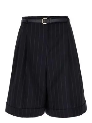 Max Mara Striped Tailored Shorts With Belt - Multicolor