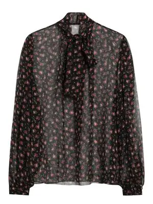 Dolce & Gabbana Chiffon Blouse With Rose Print - Black