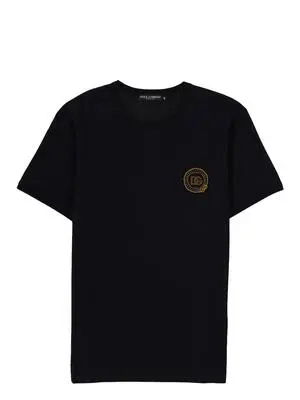 Dolce & Gabbana T-shirt In Cotone Con Patch - Black