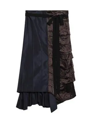 Prada Patchwork Faille Wrap Skirt - Blue