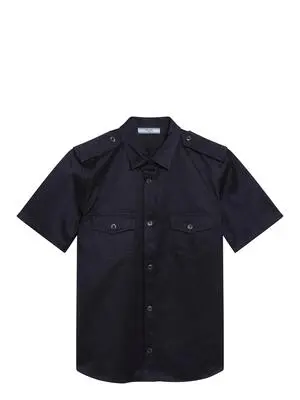 Prada Cotton Chino Short Sleeve Shirt - Blue