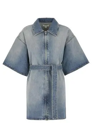 ALAÏA ALAIA Belted Denim Dress