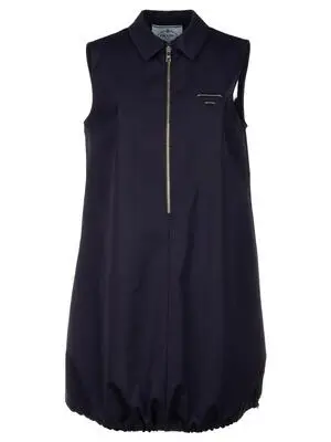 Prada Sleeveless Collared Dress With Zipper Detail - Multicolor