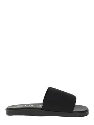 Gucci Jacquard Fabric Slide Sandals - Black