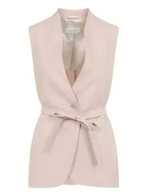 Peserico Belted Linen Gilet - Multicolor