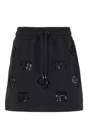 Dolce & Gabbana Black Sequin Logo Skirt - Multicolor