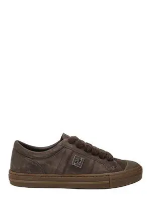 Fendi Suede Low-top Trainers With Ff Detail - Brown