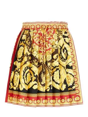 Versace Pleated Barocco Print Skirt - Multicolor