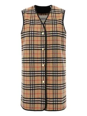 Burberry Checked Sleeveless Jacket - Multicolor
