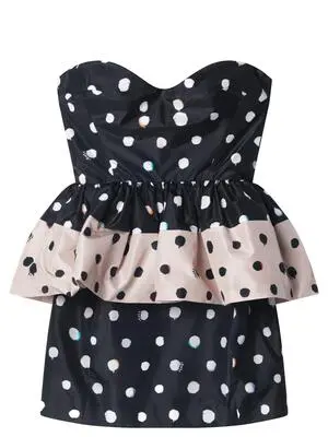 Fendi Printed Taffeta Bustier Dress - Black