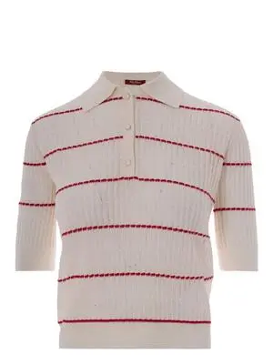 Max Mara Max Mara Studio Striped Knit Polo White