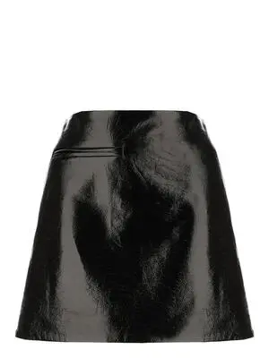 COURREGES Black Patent Leather A-line Skirt - Multicolor