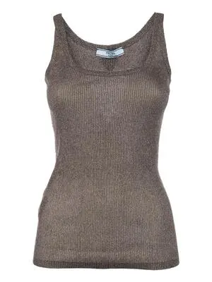 Prada PRADA Ribbed Metallic Knitwear Vest Multicolor