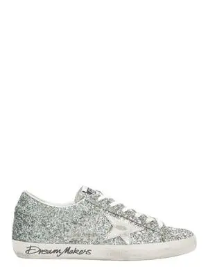 GOLDEN GOOSE Glittered Low Top Sneakers - Silver