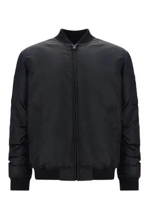 Moschino Zip-up Quilted Bomber Jacket With Graphic Back Print - Black