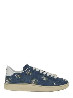 Valentino Garavani Royco Floral Embroidered Denim Sneakers - Blue