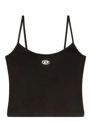 DIESEL® Ribbed Cotton Tank Top With Metal Logo Detail - Multicolor