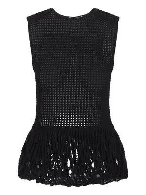 Alaïa Peplum Tank Top With Mesh Fabric - Black