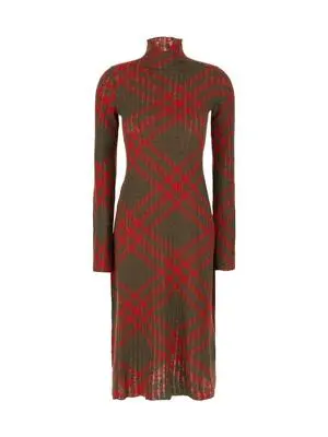 Burberry Long Sleeve Printed Dress - Multicolor