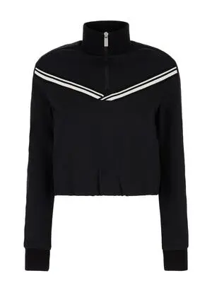 Off-White Black Cropped Sweatshirt With Contrast Piping - Multicolor