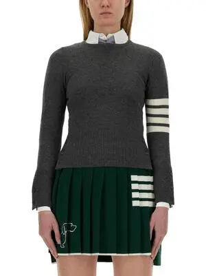 Thom Browne Cashmere Sweater With Signature Stripes - Gray