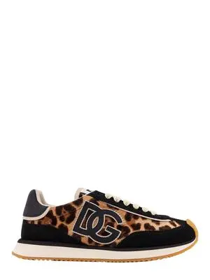Dolce & Gabbana Animal Print Suede Lace-up Sneakers - Multicolor