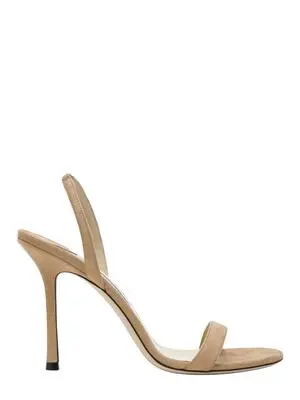 JIMMY CHOO Jimmy Choo Suede Open-Toe High Heel Sandals Cream