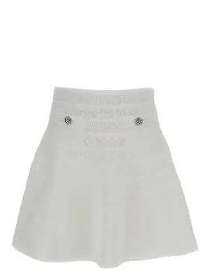 SELF-PORTRAIT Pointelle Knit Mini Skirt - Multicolor